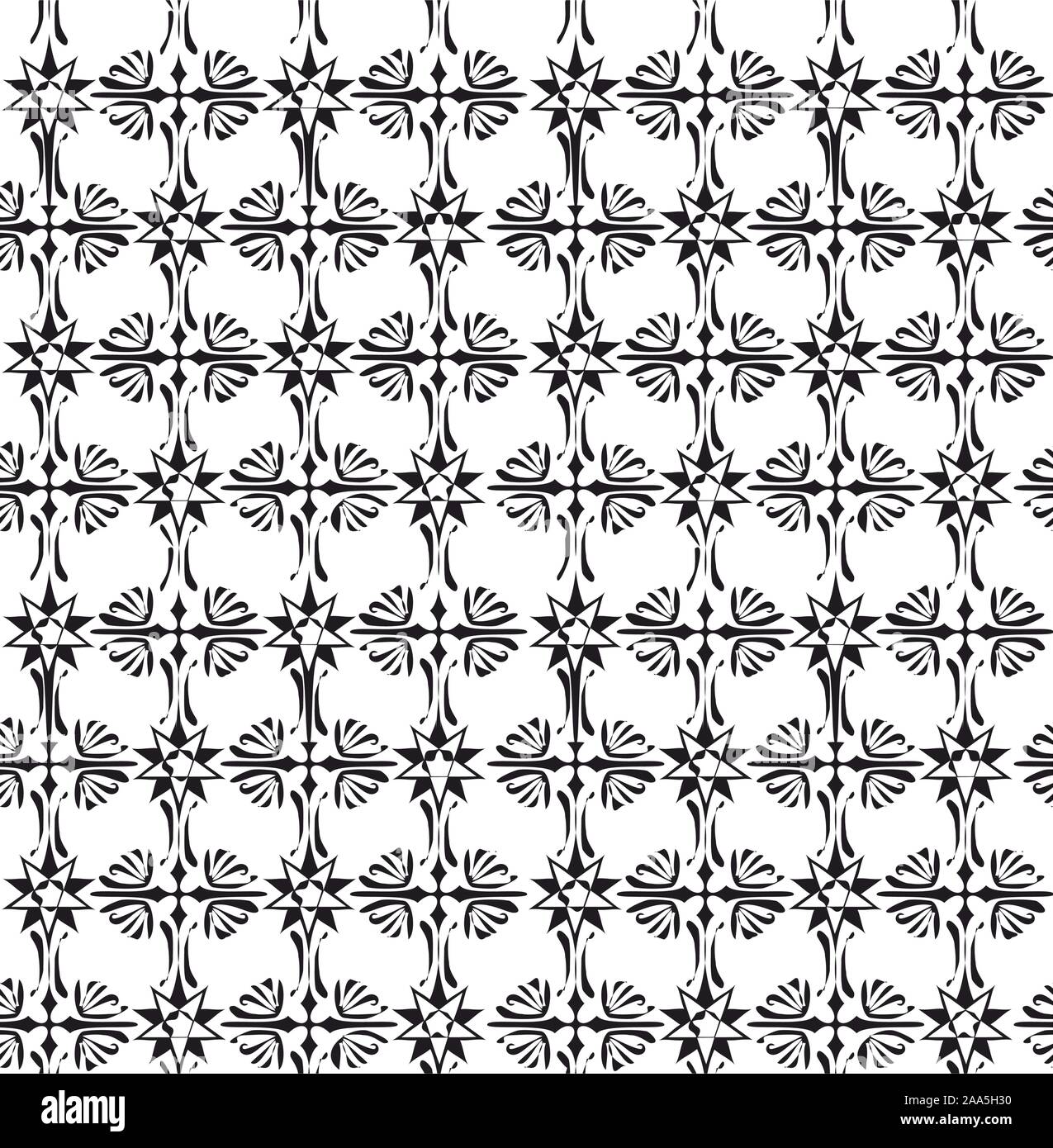 Abstract vector seamless pattern, black shapes on white background ...