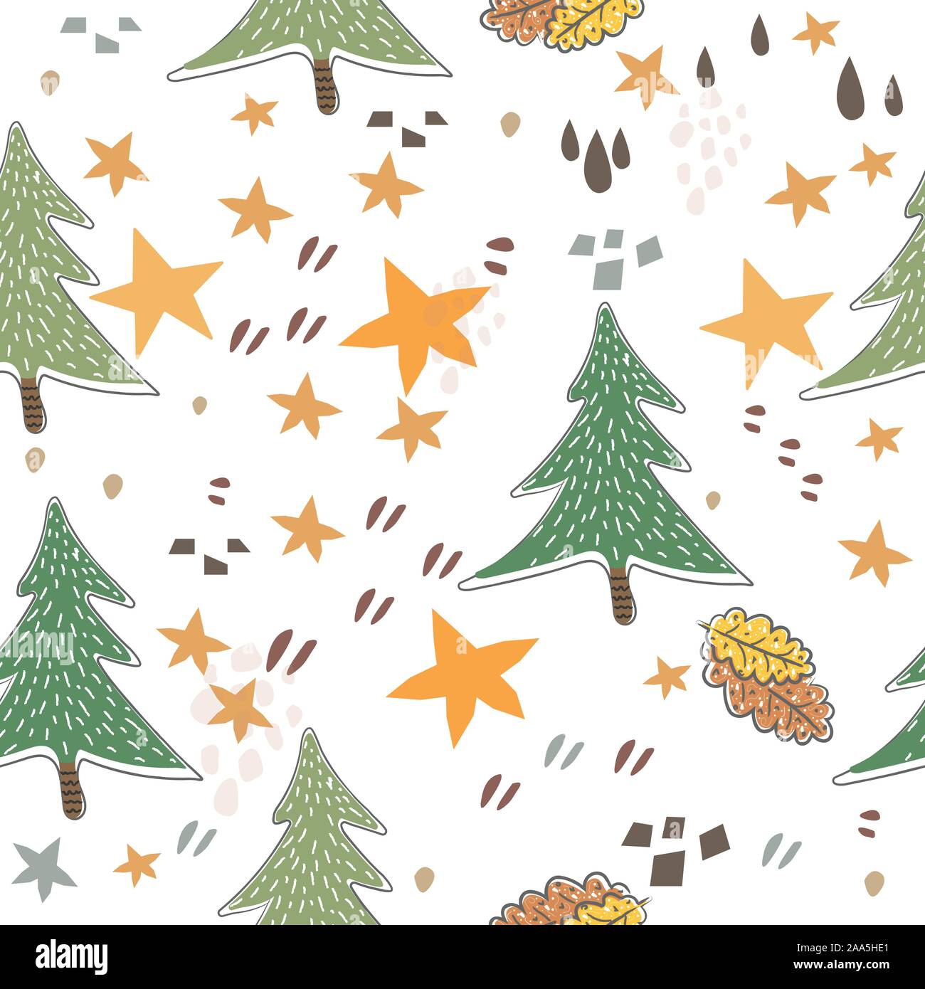 Seamless Pattern with Cute Trees. Scandinavian Style Stock Vector Image ...