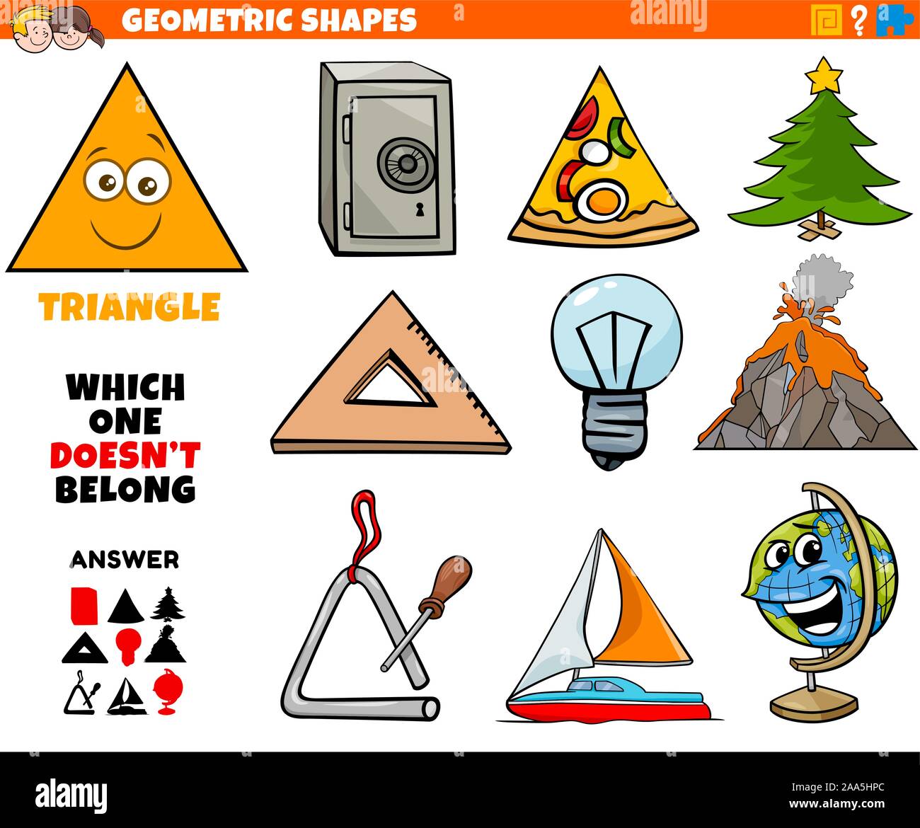 Cartoon Illustration of Triangle Geometric Shape Educational Task for ...