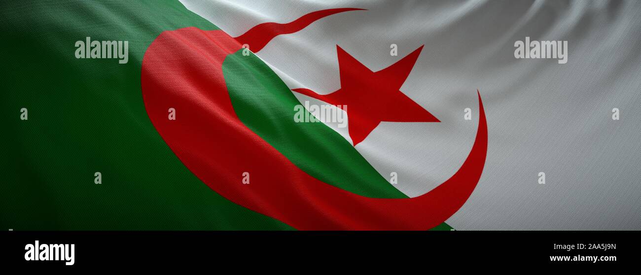 Official flag of Algeria. Web Banner Stock Photo - Alamy