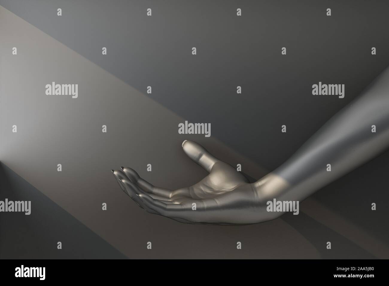 black hand stretched out of the wall close up. 3d rendering Stock Photo ...