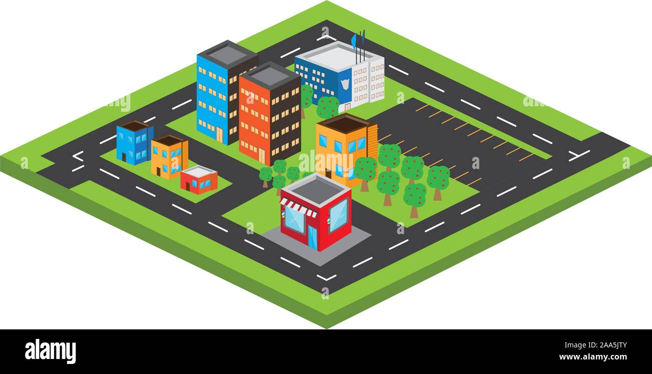 Isolated 3D megalopolis. Skyline of a 3d city - Vector Stock Vector ...