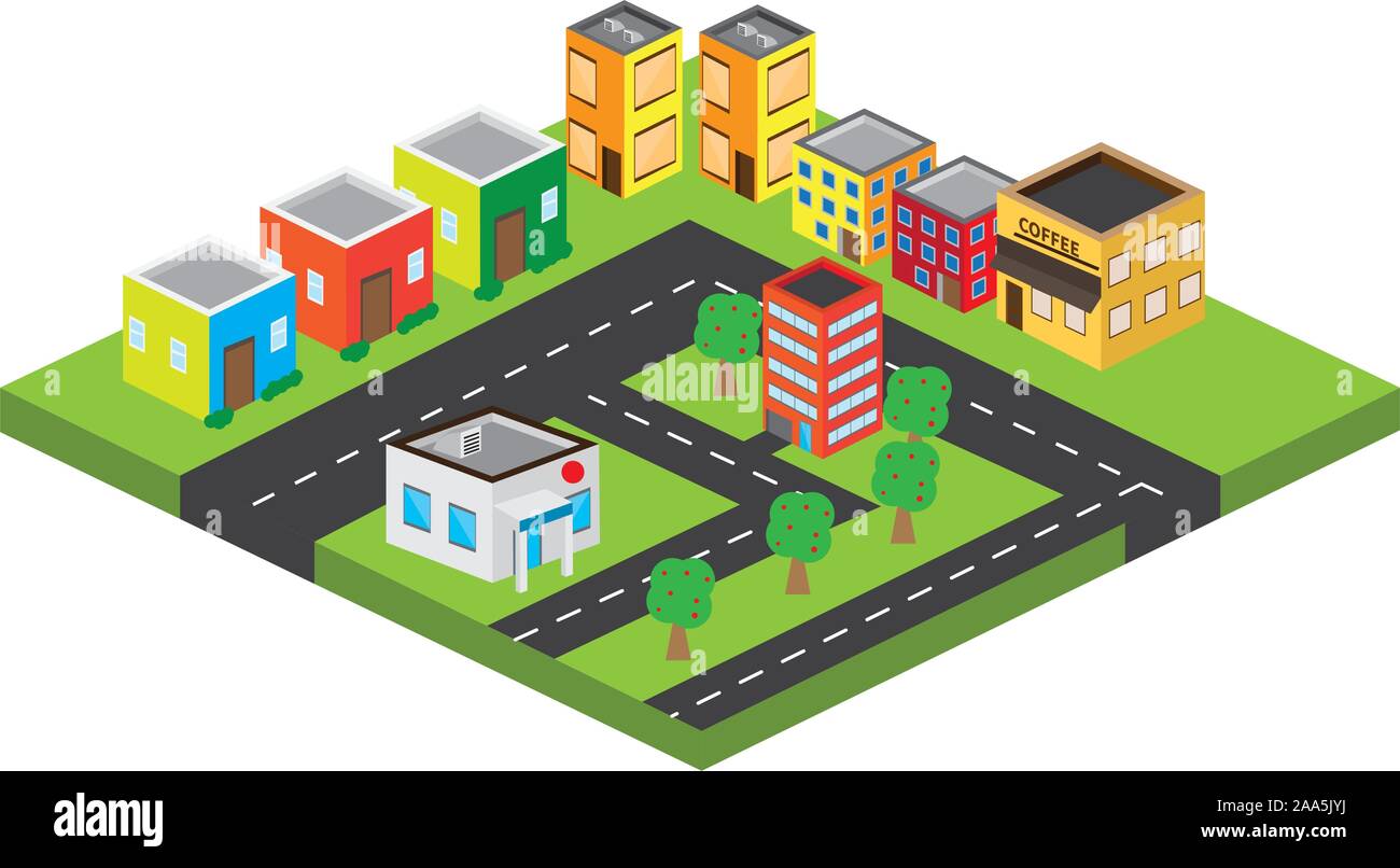 Isolated 3D megalopolis. Skyline of a 3d city - Vector Stock Vector ...