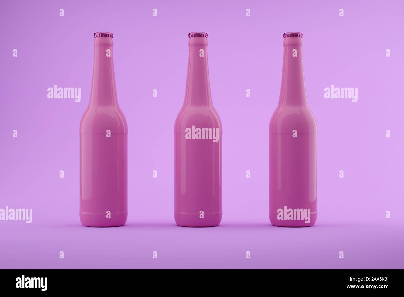 Pink bottles with violet background Stock Photo - Alamy