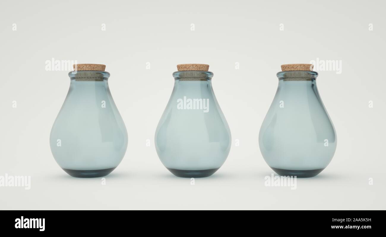 Three glass jars with light bulb shape on light background Stock Photo ...
