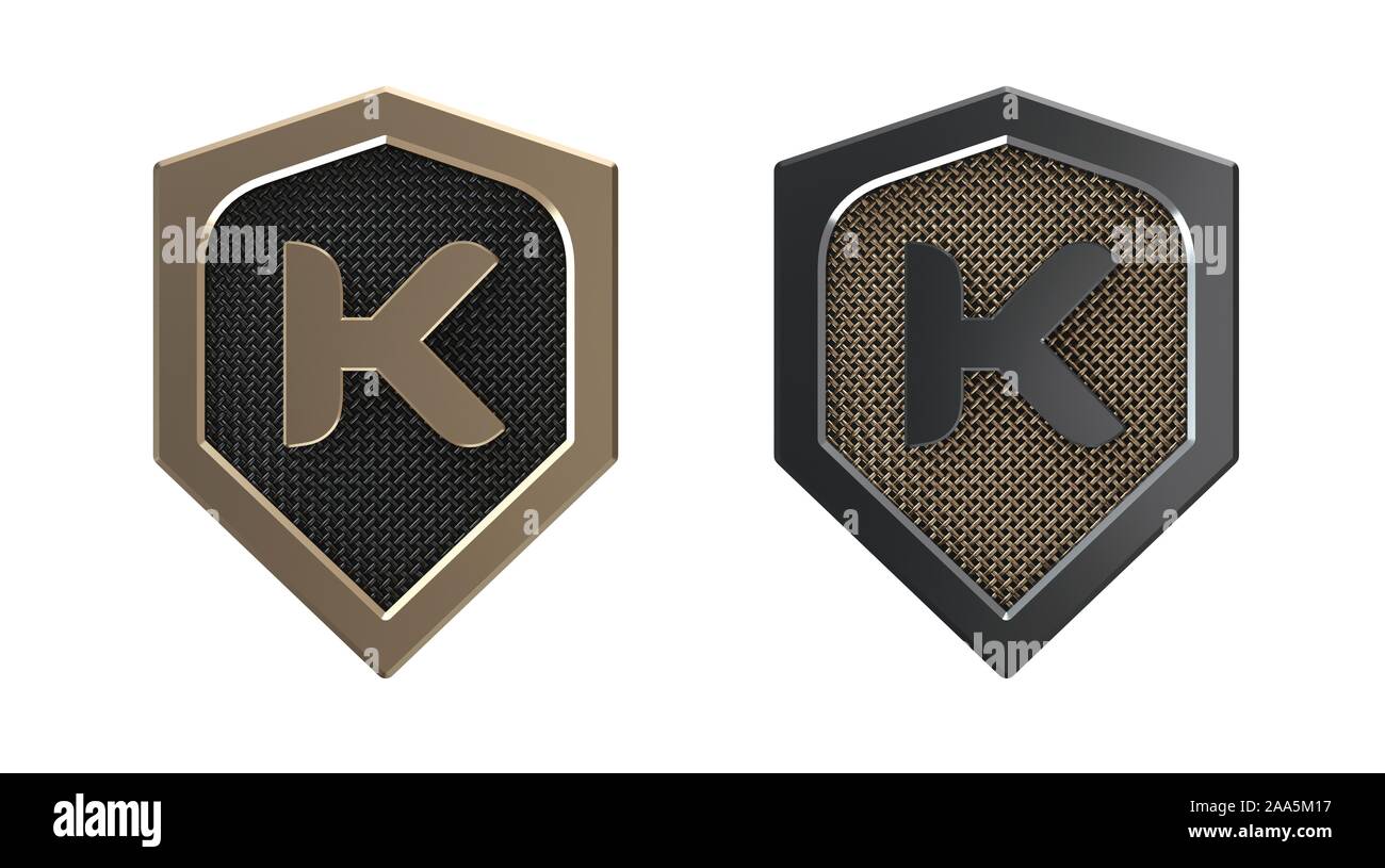 Letter K, metal shield logo with grid Stock Photo - Alamy