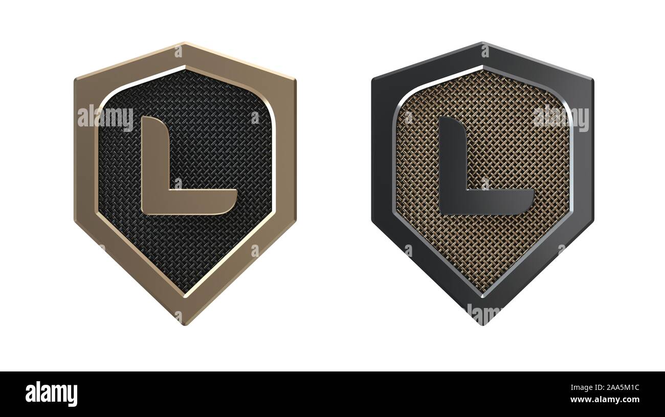 Letter L, metal shield logo with grid Stock Photo - Alamy