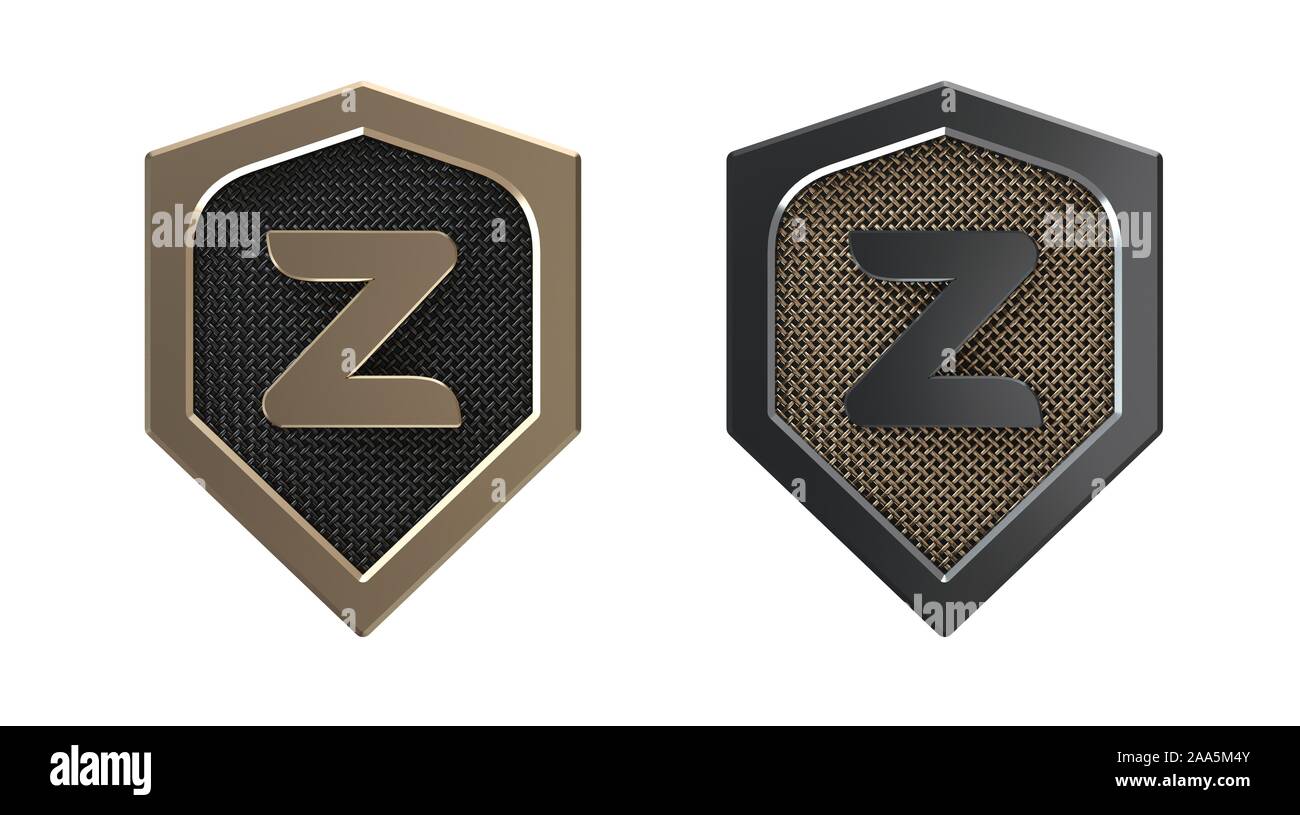 Letter Z, metal shield logo with grid Stock Photo - Alamy