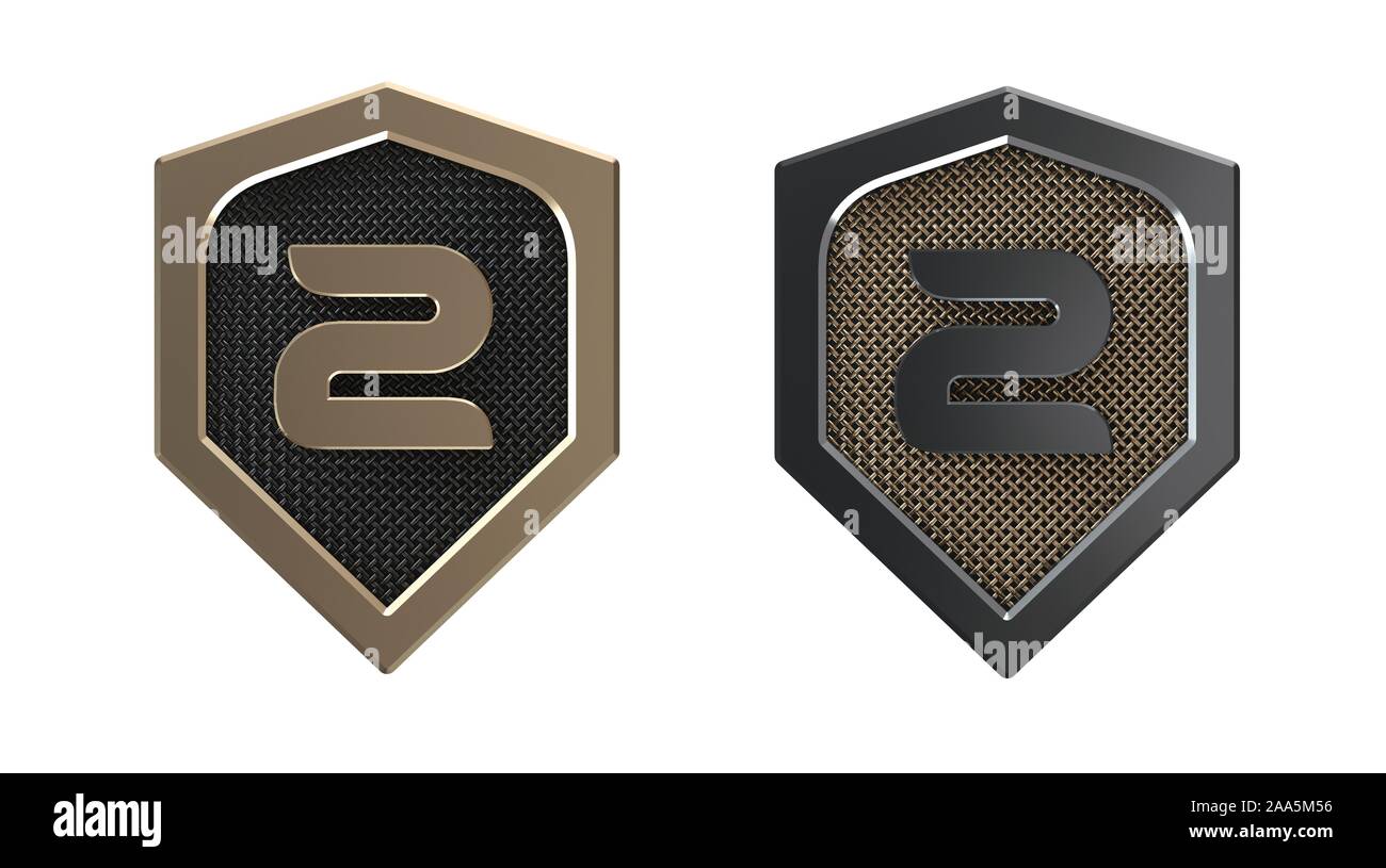 Number 2, metal shield logo with grid Stock Photo - Alamy