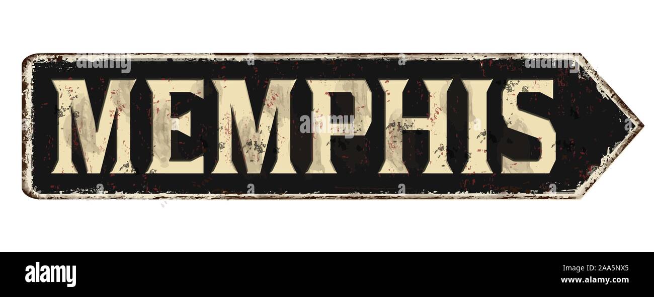 Memphis vintage rusty metal sign on a white background, vector ...
