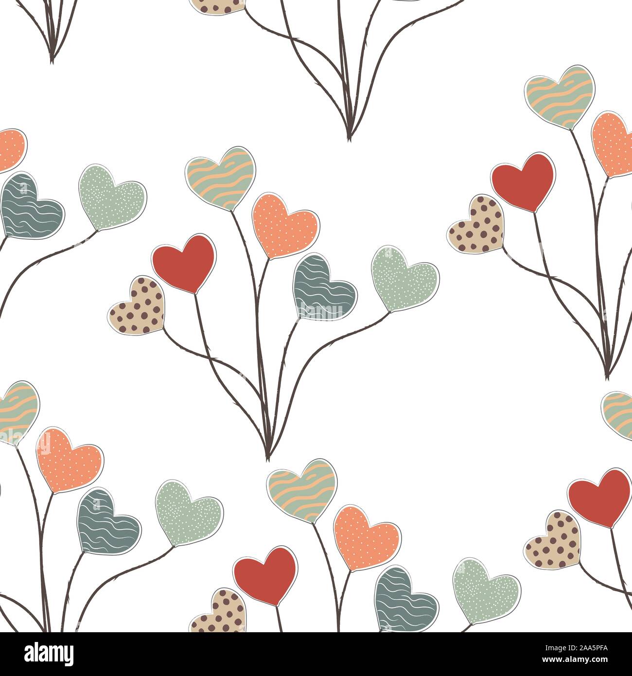 Terracotta Heart Abstract Seamless Pattern. Modern Digital Design ...