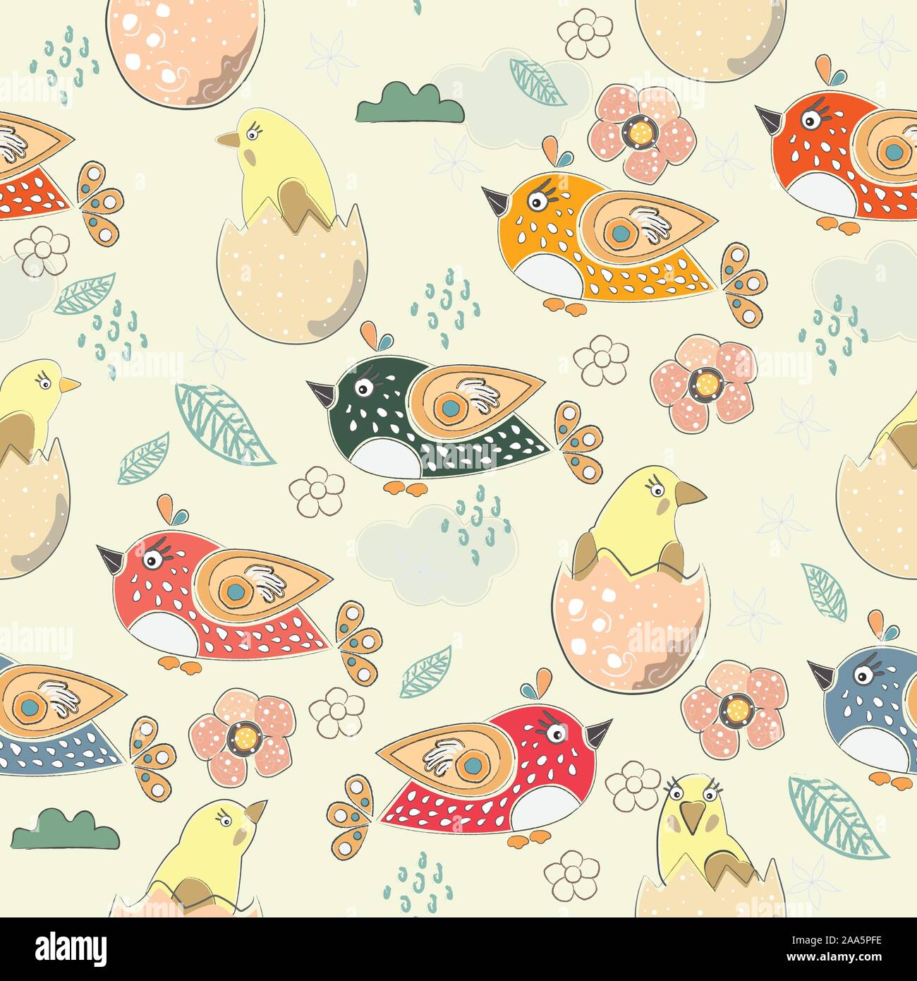 Love Bird Tree with Cute Birds In Love. Vector Card for Valentine Day ...