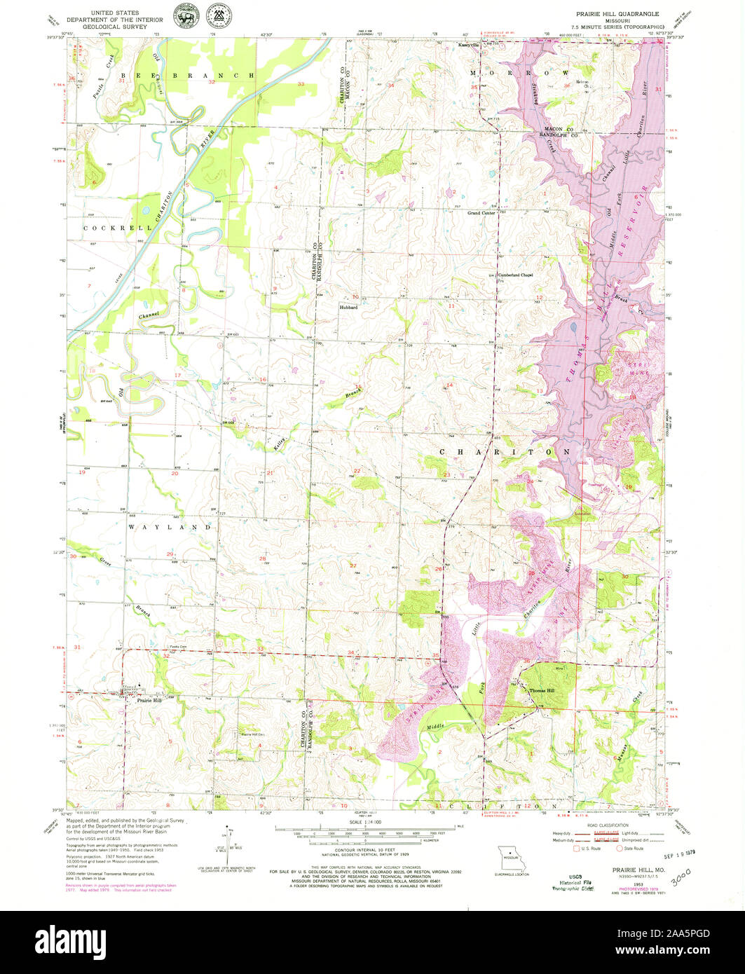 USGS TOPO Map Missouri MO Prairie Hill 323909 1953 24000 Restoration ...