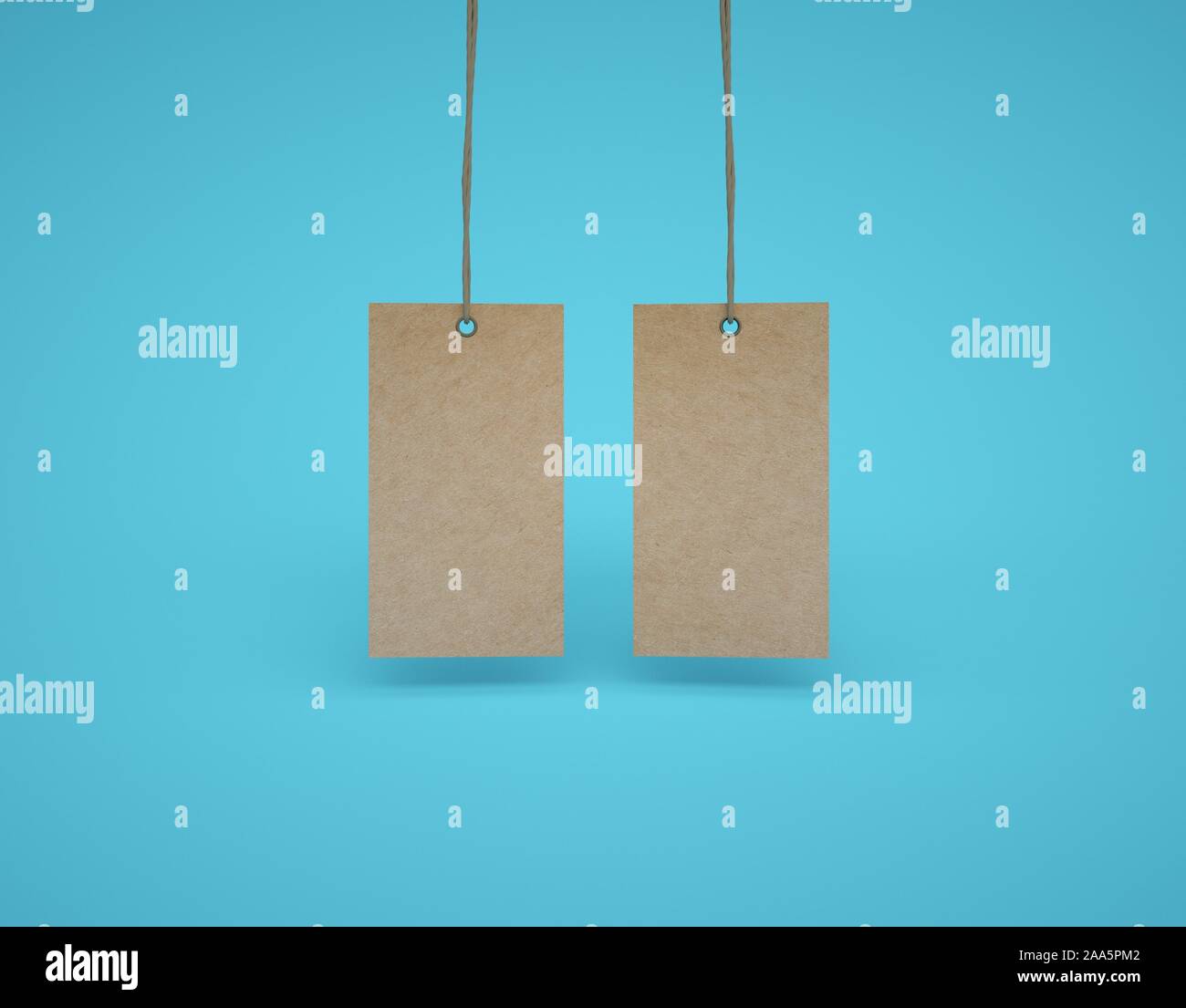Label two sides brown with light background. Mockup cardboard label ...