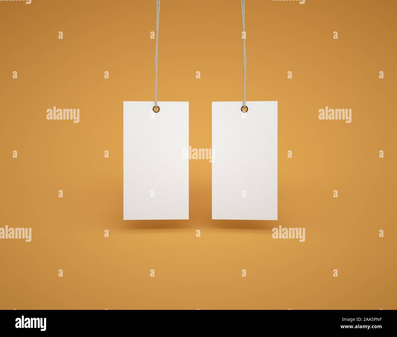 Label two faces white color with orange background. Mockup cardboard ...