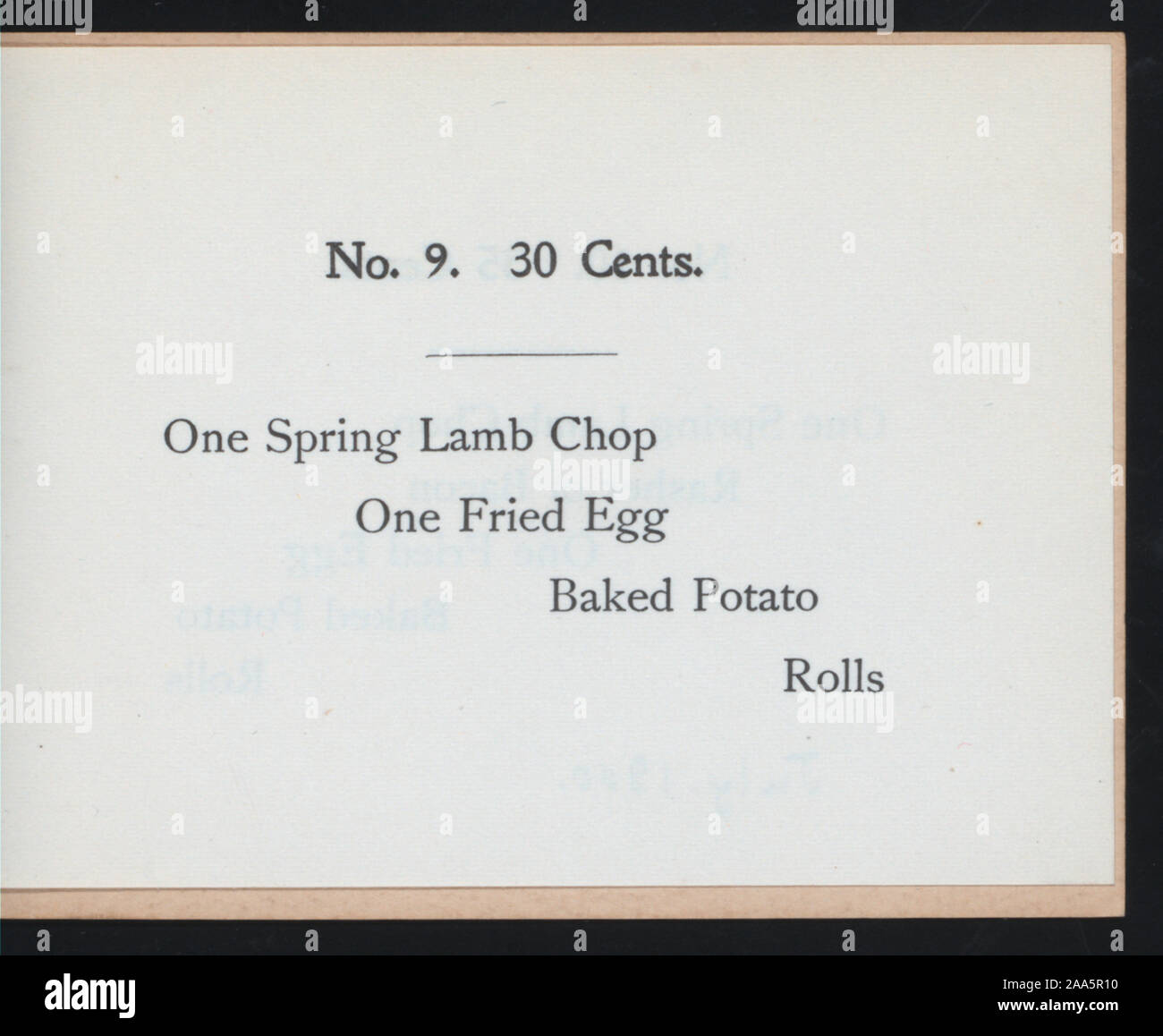 12 PAGES, ONE COMBINATION BREAKFAST PER PAGE; NO. 1 THROUGH 10; DATE ...