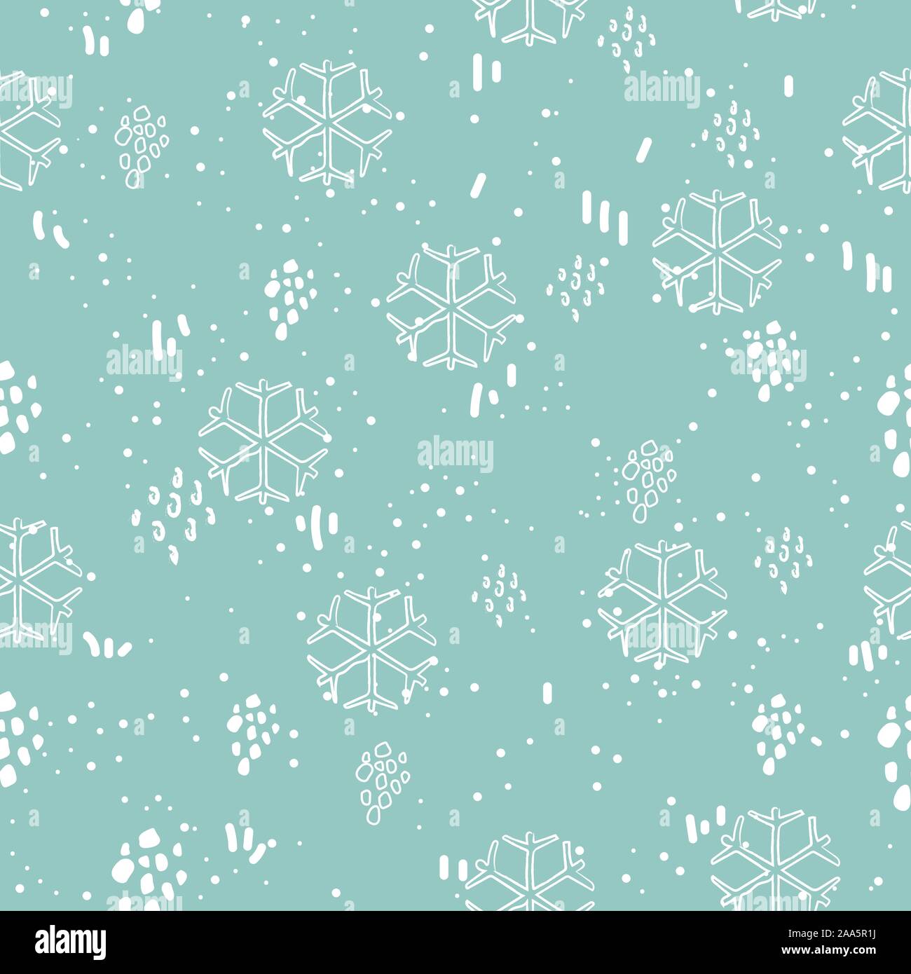 Seamless Winter Pattern with Hand Drawn Snowflakes. Scandinavian Style ...