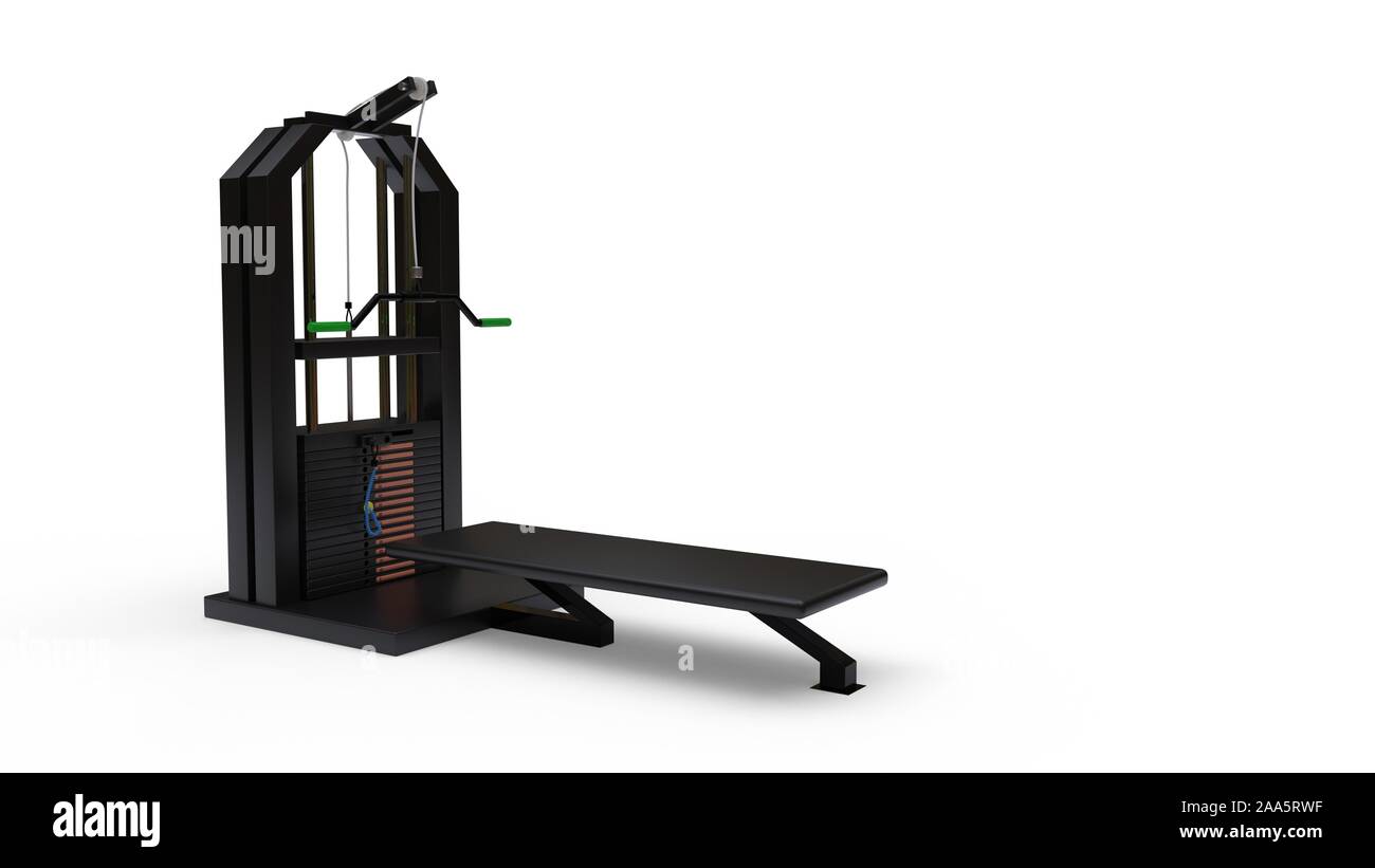 Weight pull down machine, 3d render Stock Photo - Alamy
