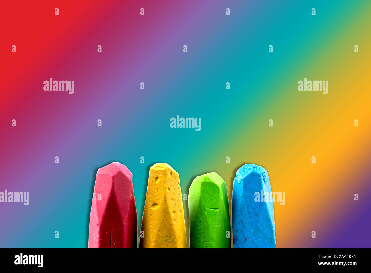 Colorful crayons side by side on a white background Stock Photo - Alamy