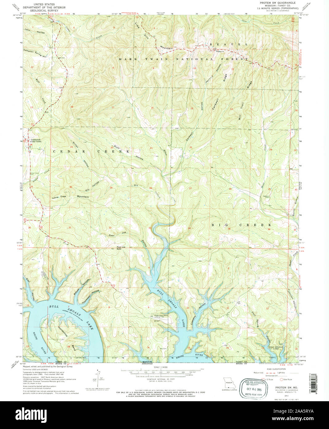 USGS TOPO Map Missouri MO Protem SW 323931 1968 24000 Restoration Stock ...