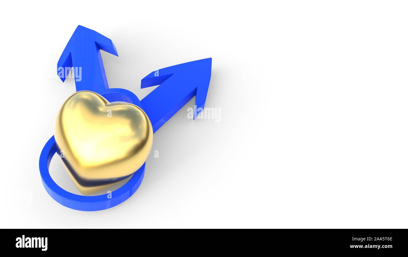 Man and man symbol and heart, 3d render Stock Photo - Alamy