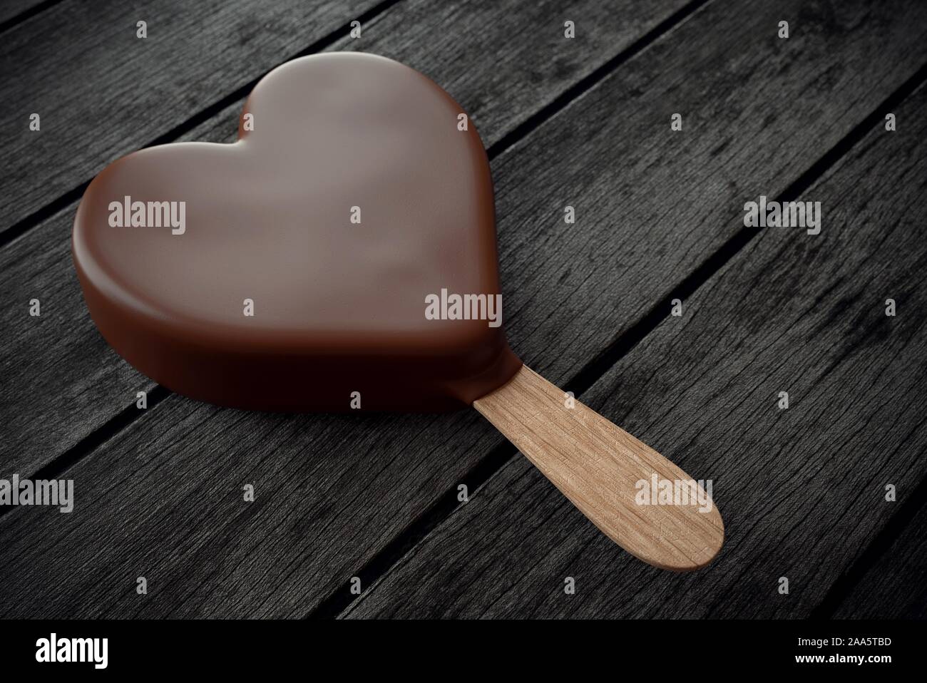 Chocolate ice cream with heart shape Stock Photo - Alamy