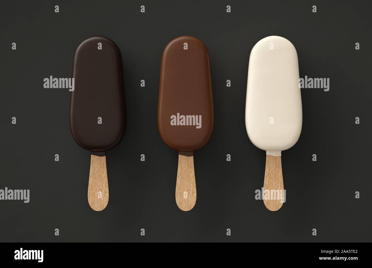 Three ice creams three chocolates Stock Photo - Alamy