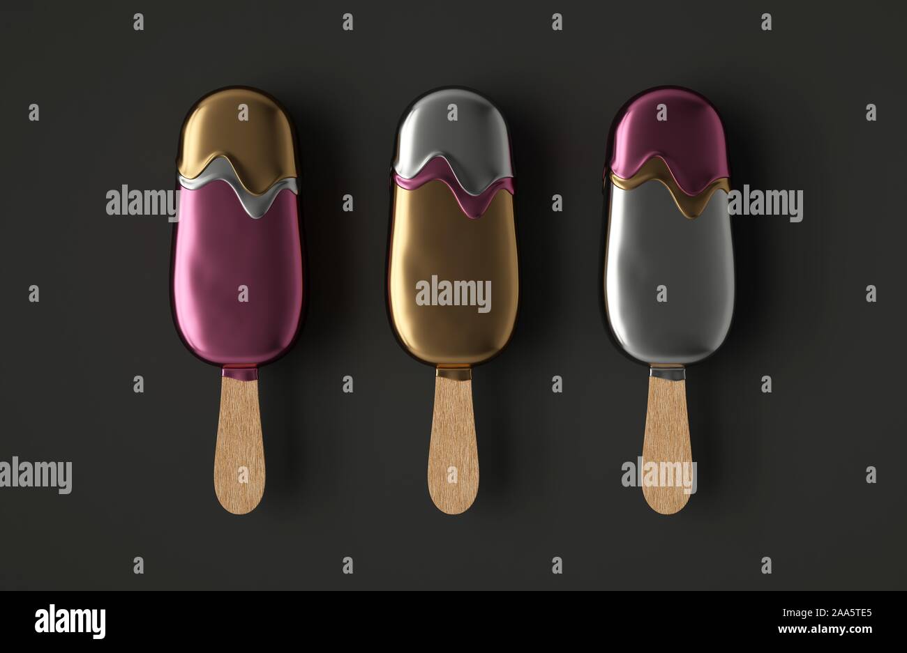 Three metallic ice cream Stock Photo - Alamy