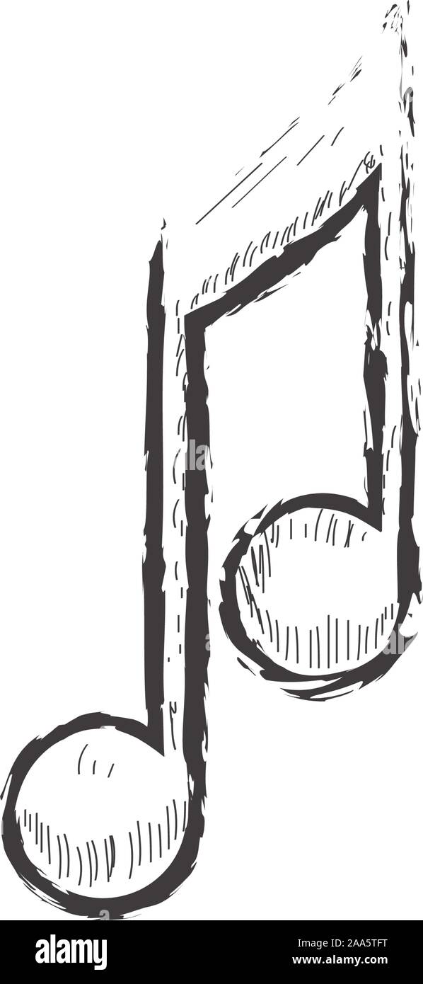 Isolated eighth musical note sketch - Vector illustration Stock Vector ...