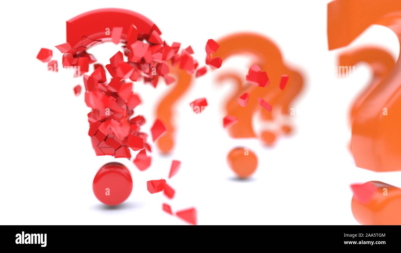 Fragmented question mark, 3d render Stock Photo - Alamy