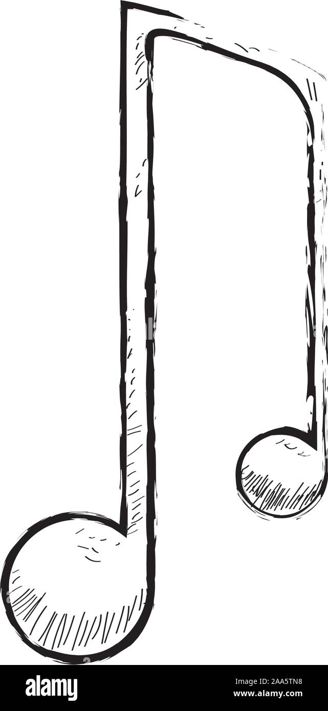 Isolated eighth musical note sketch - Vector illustration Stock Vector ...