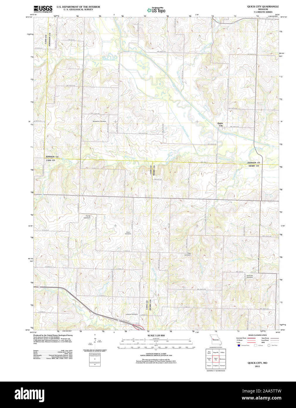 USGS TOPO Map Missouri MO Quick City 20111215 TM Restoration Stock ...