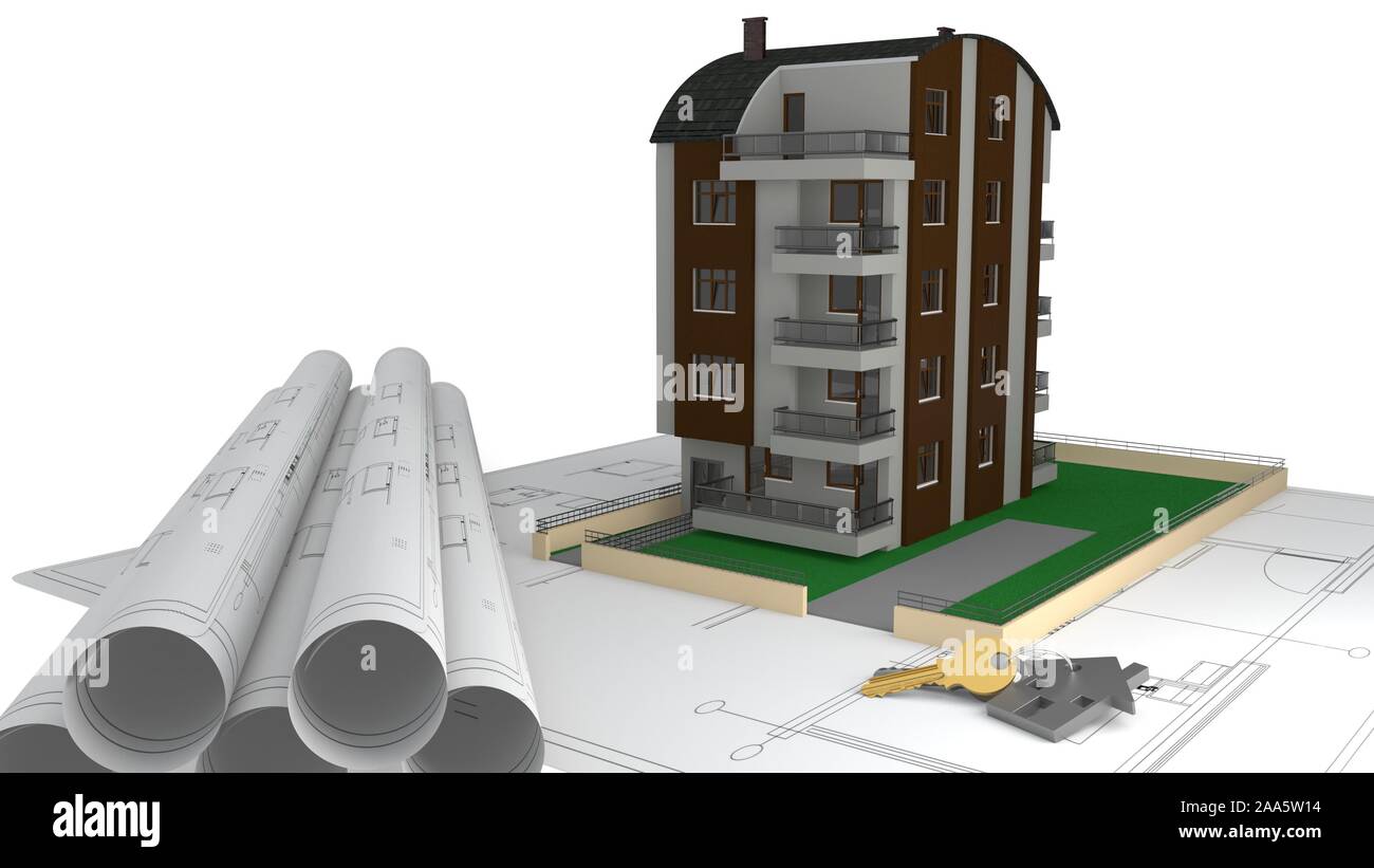 Construction project advertising concept, 3d render Stock Photo - Alamy