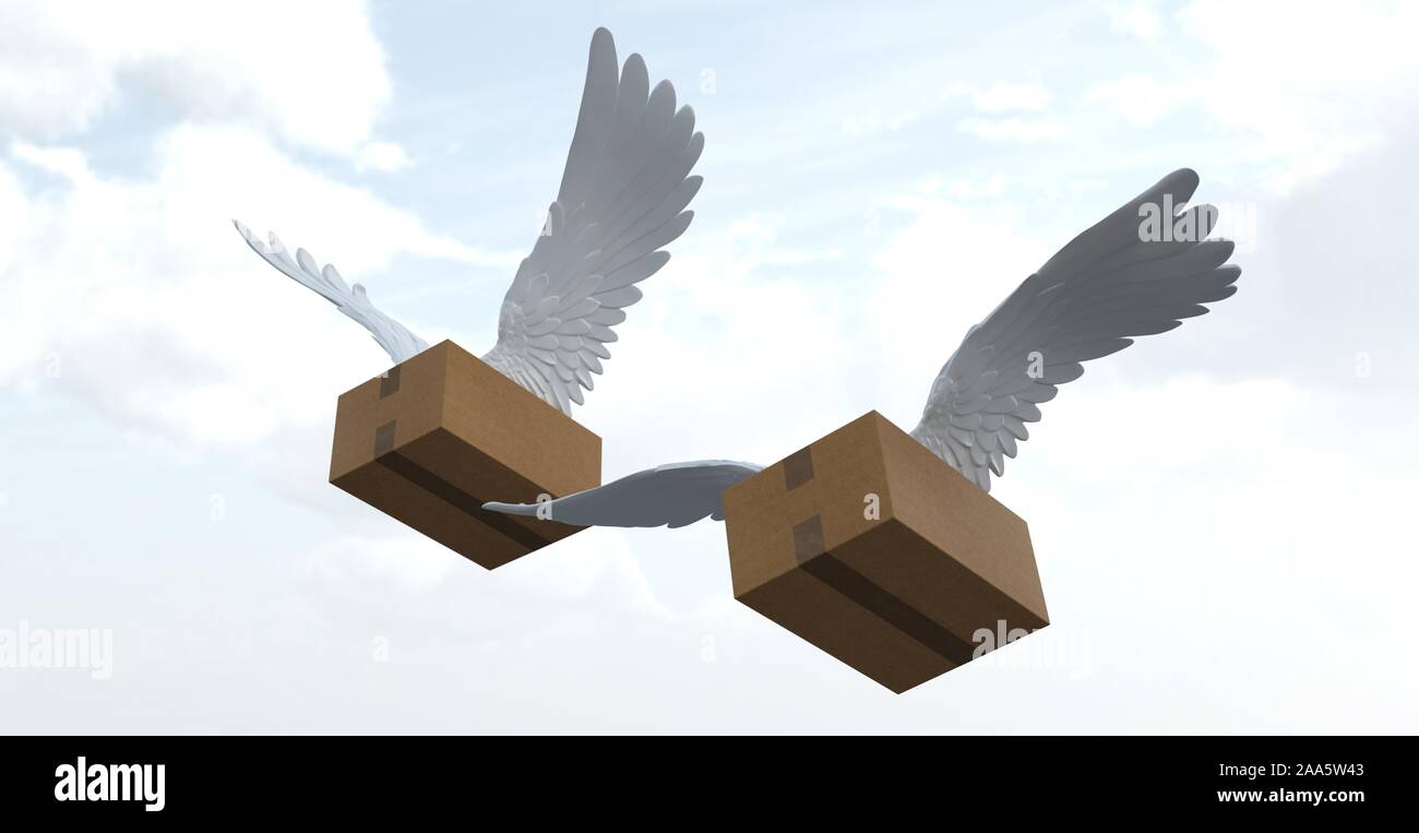 Flying boxes hi-res stock photography and images - Alamy