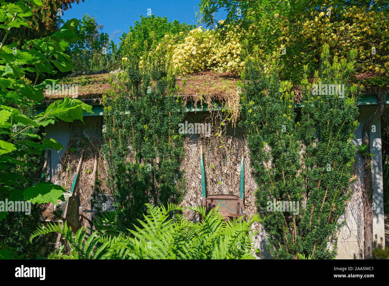 Switzerland, Geneva, Botanical Garden, gardiner's shed Stock Photo - Alamy