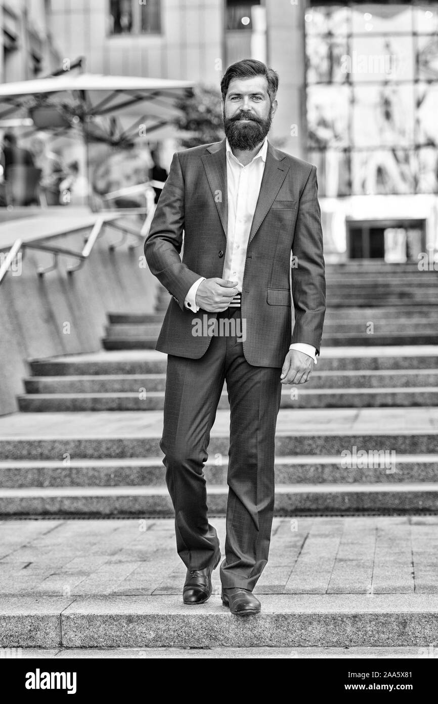 Confident agent in suit Black and White Stock Photos & Images - Alamy
