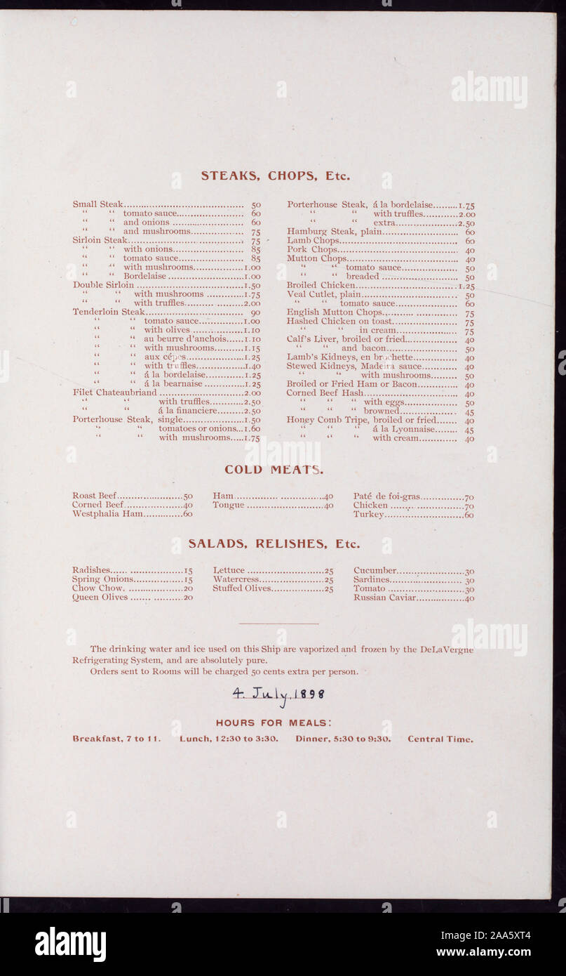 1890s menu hi-res stock photography and images - Alamy