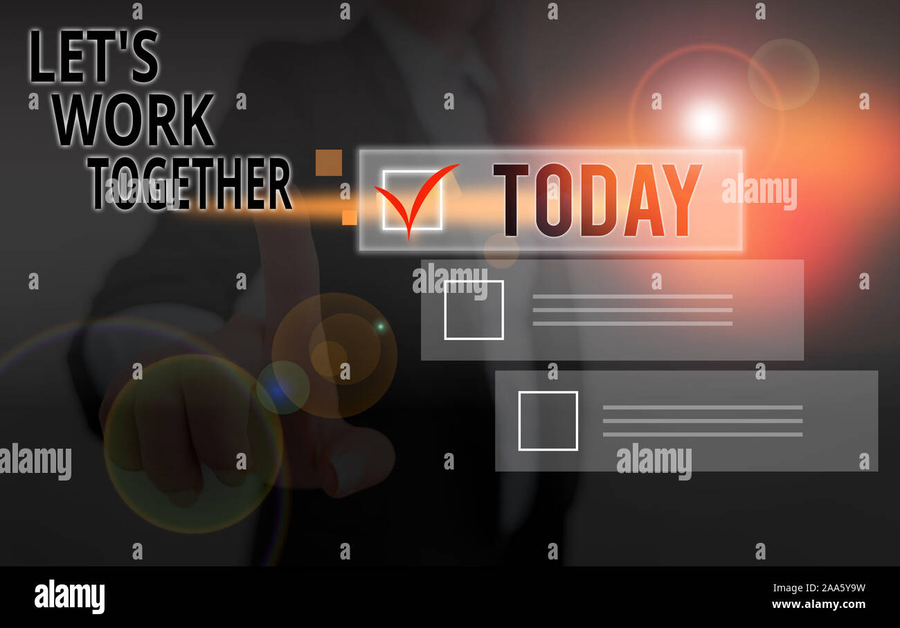 Writing note showing Let S Work Together. Business concept for Unite ...