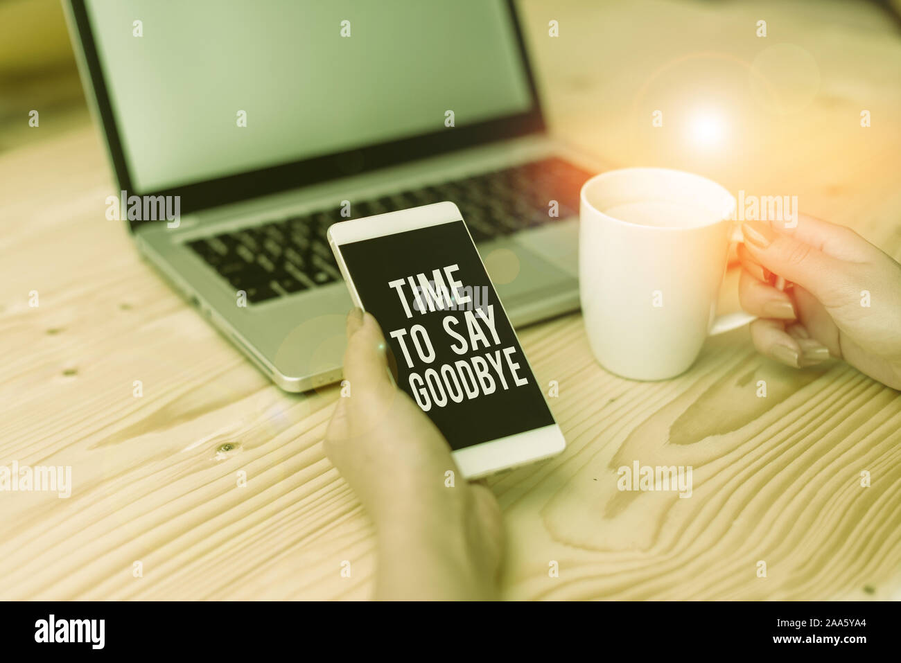 Woman bidding farewell hi-res stock photography and images - Alamy