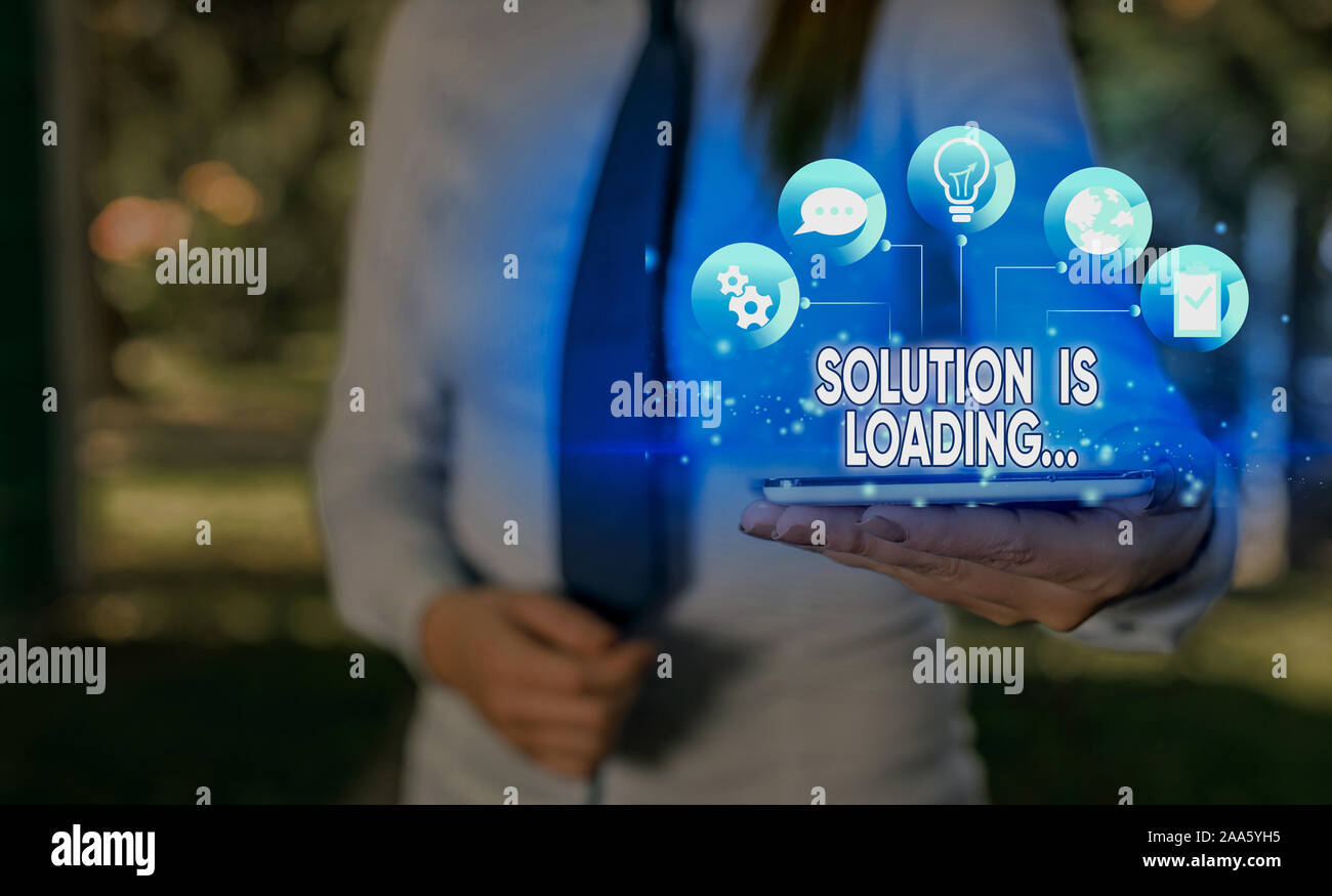 Writing note showing Solution Is Loading. Business concept for thinking ...