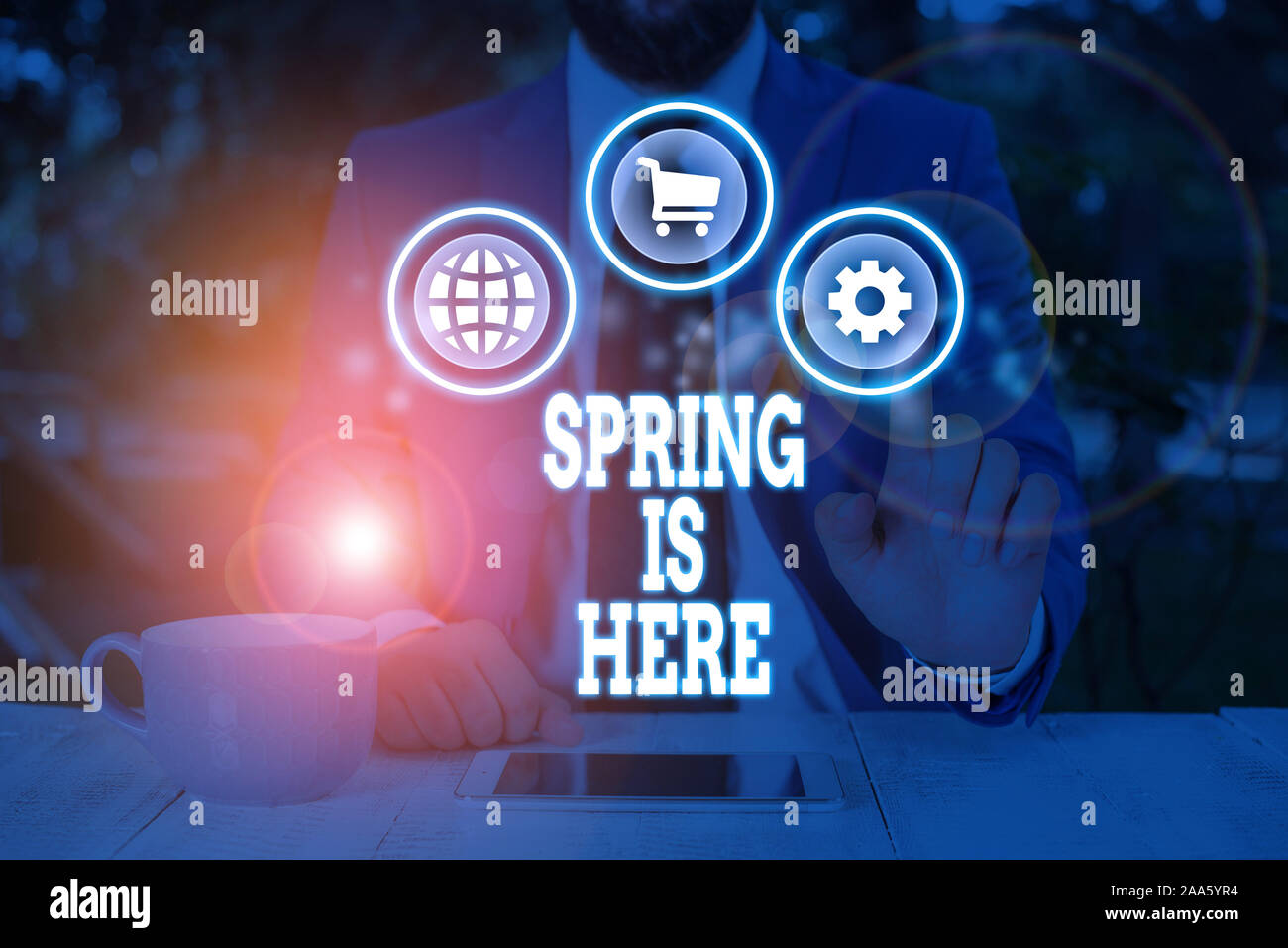 Handwriting text writing Spring Is Here. Conceptual photo After winter ...