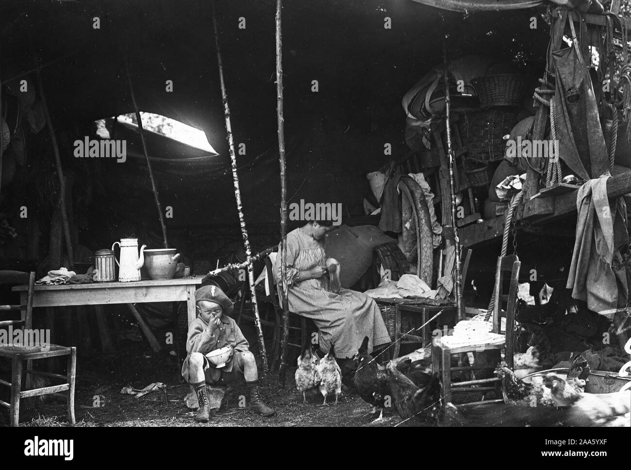 French refugees tent in the Marine Sector, France ca. 1918 Stock Photo ...