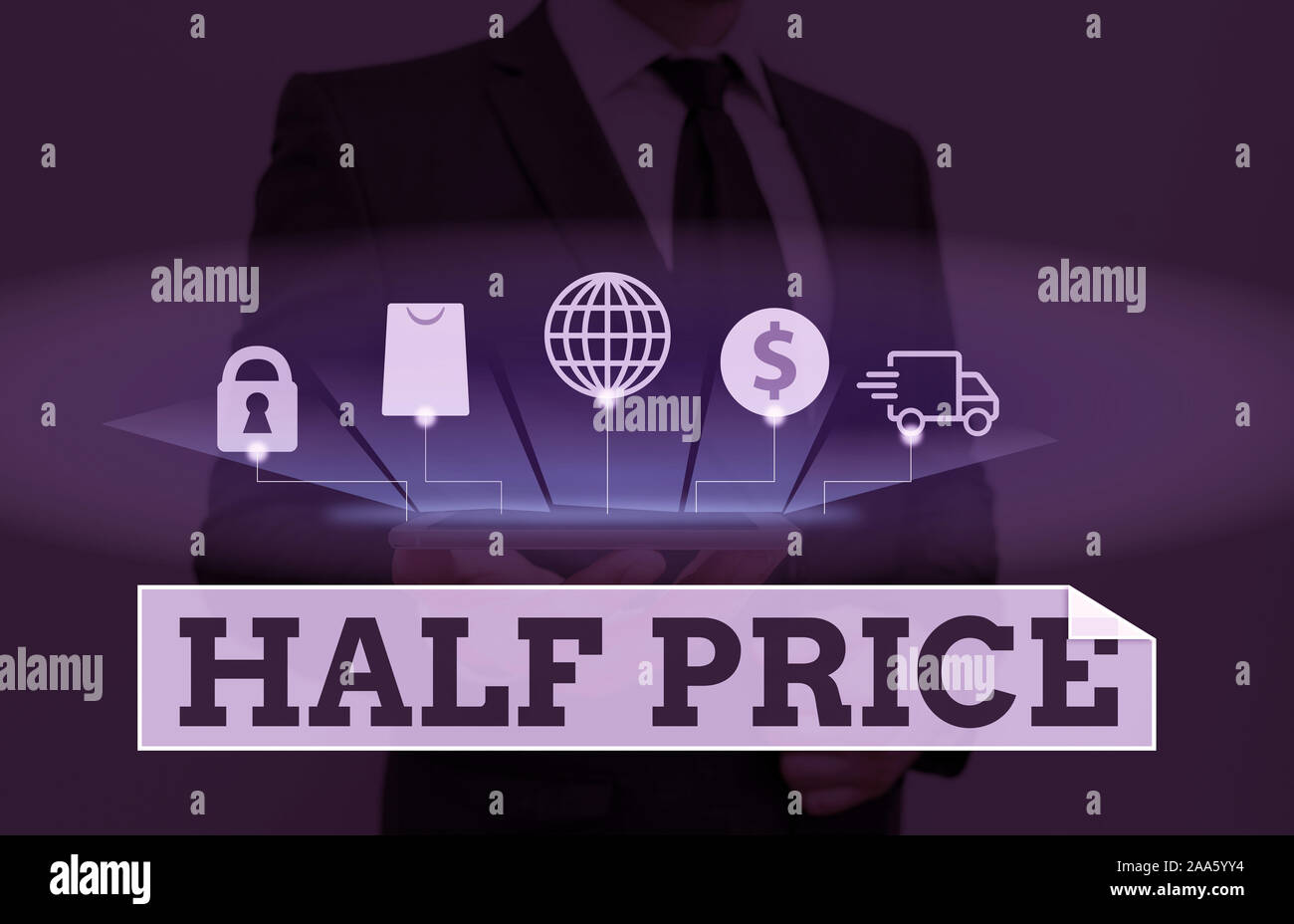 Word writing text Half Price. Business photo showcasing half the usual ...