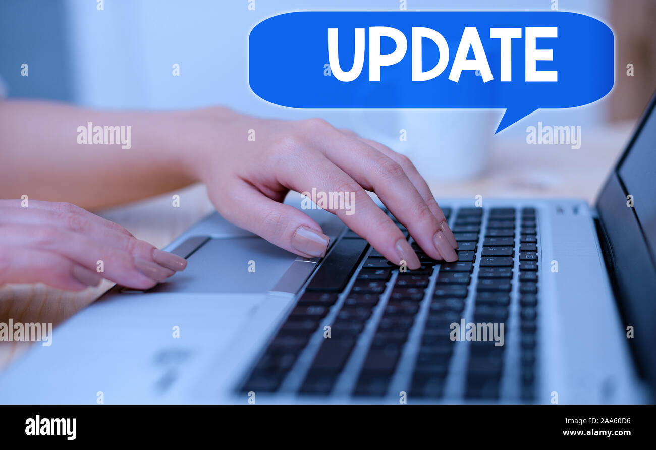 Text sign showing Update. Business photo showcasing by adding new ...