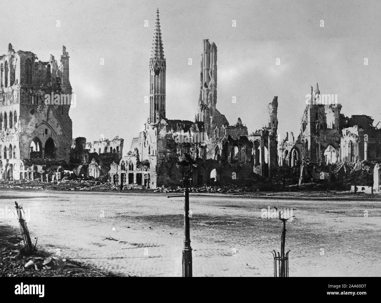 World War I - The Public Square at Ypres and the Cathederal ca. 1916 ...
