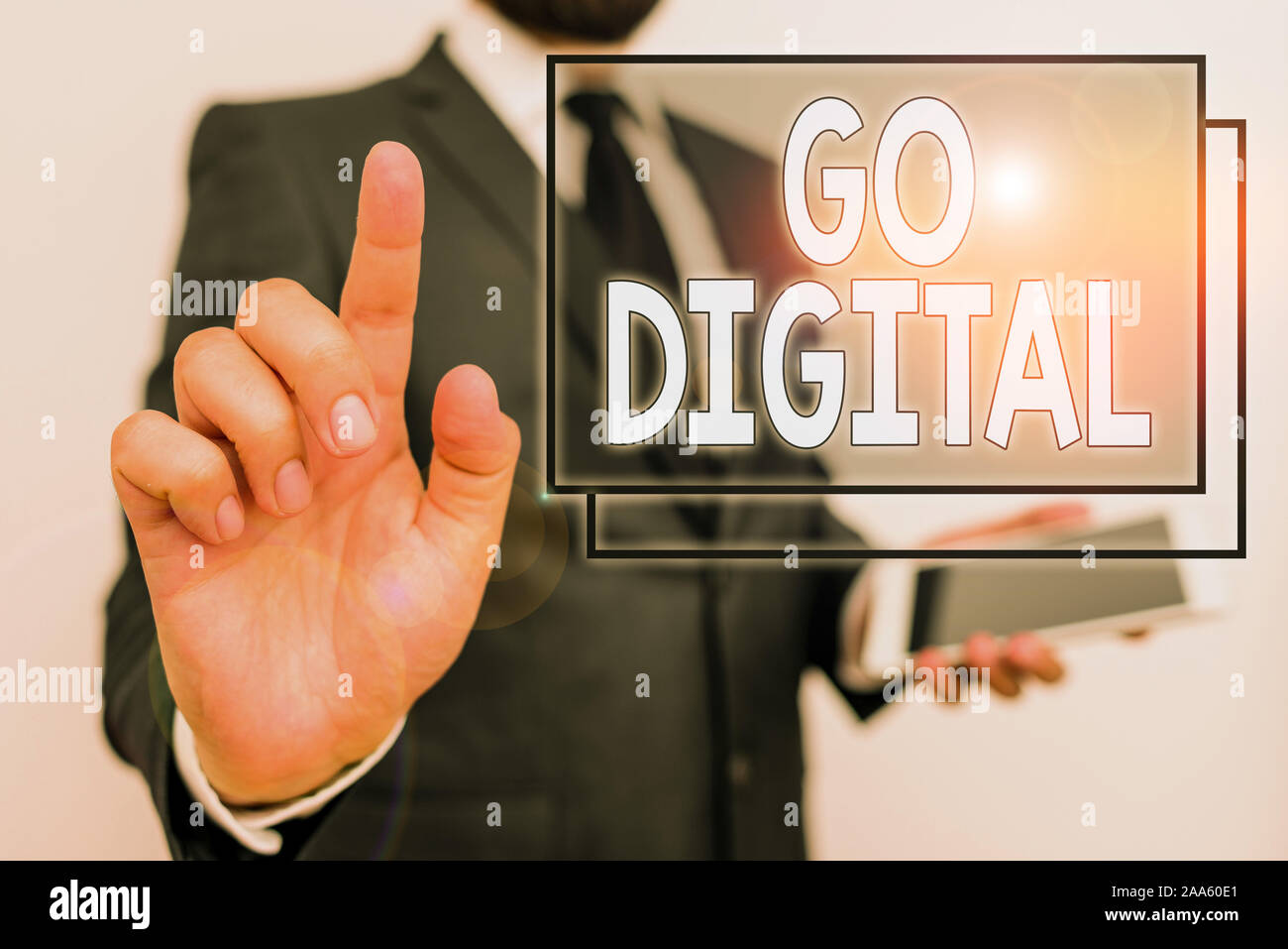 Conceptual hand writing showing Go Digital. Concept meaning Working ...