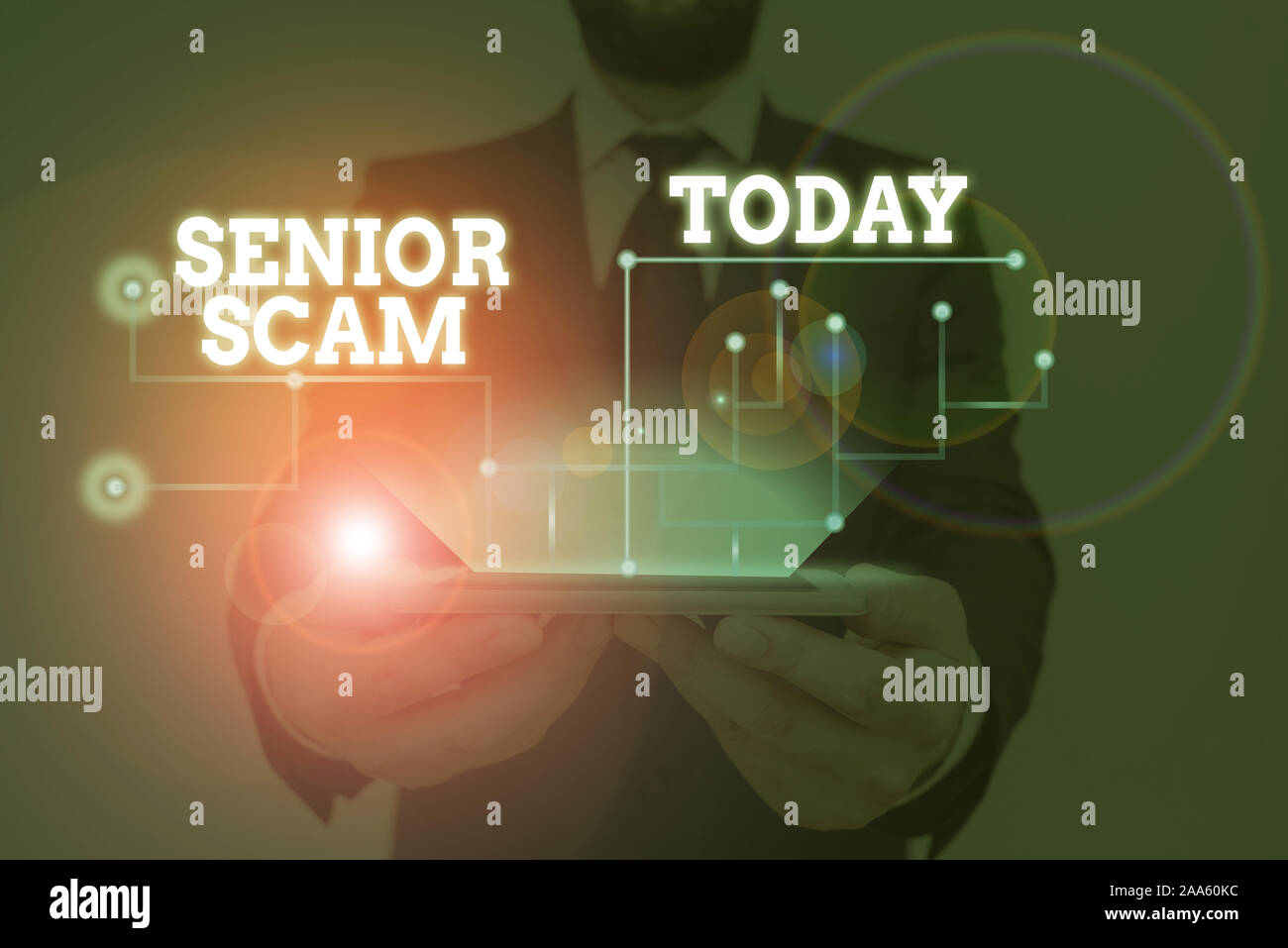 Conceptual hand writing showing Senior Scam. Concept meaning fraud ...