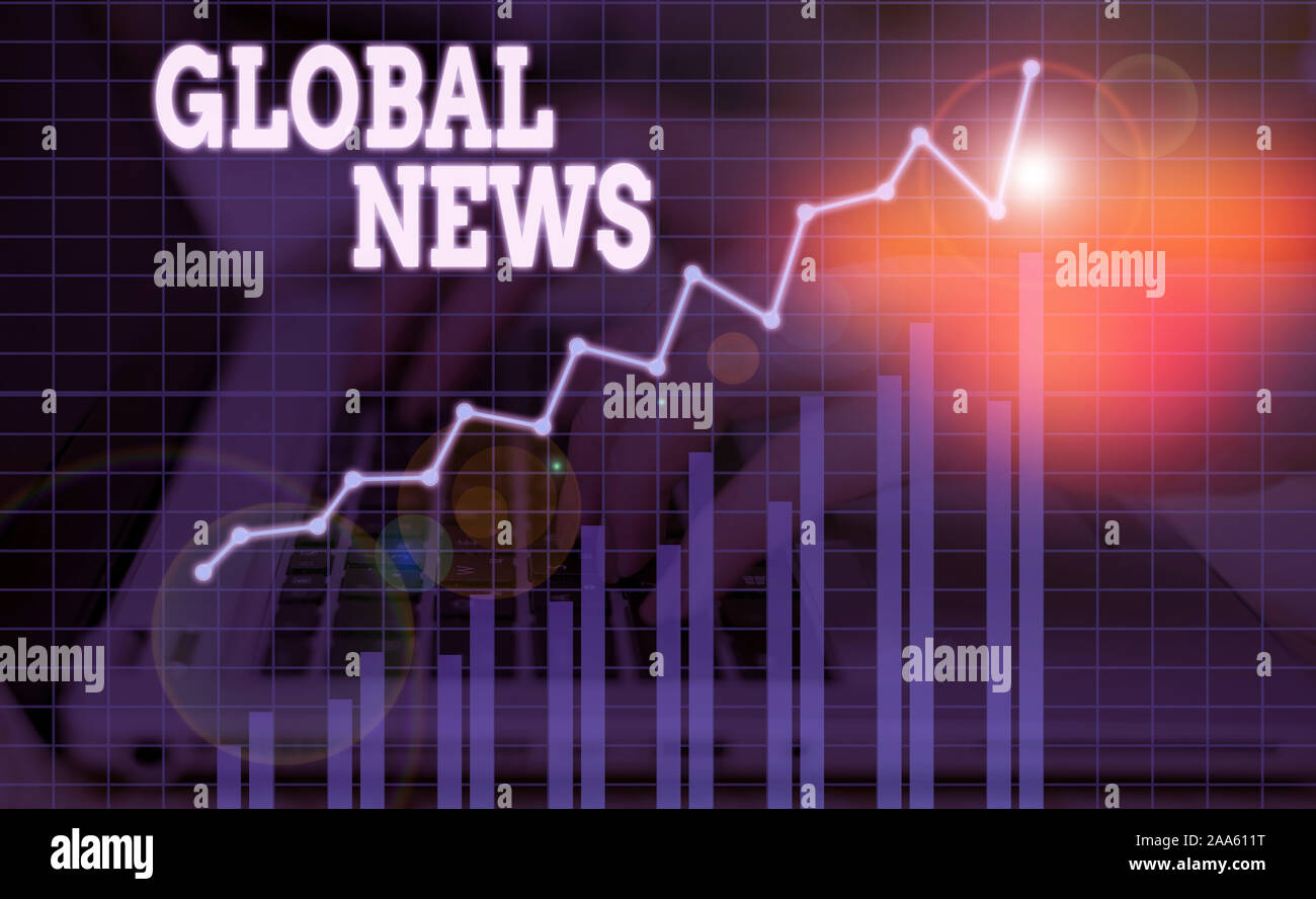 Word writing text Global News. Business photo showcasing world ...