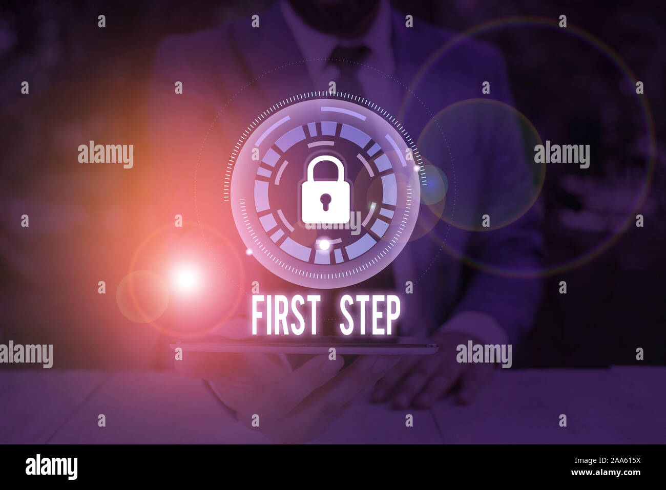 Conceptual hand writing showing First Step. Concept meaning The first ...