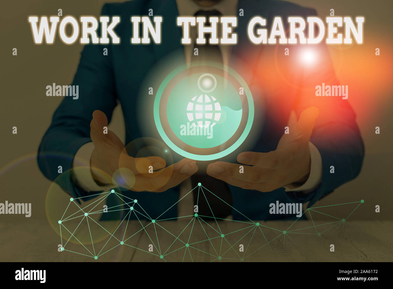 Text sign showing Work In The Garden. Business photo text Tending the ...